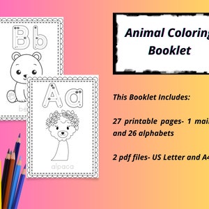 Alphabet Animal Coloring Book- Animal and Alphabet Tracing- Instant ...