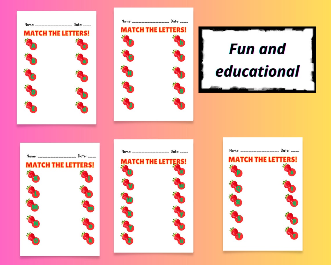 Match the Letters Worksheet- ABC Matching Worksheet- Alphabets Learning ...