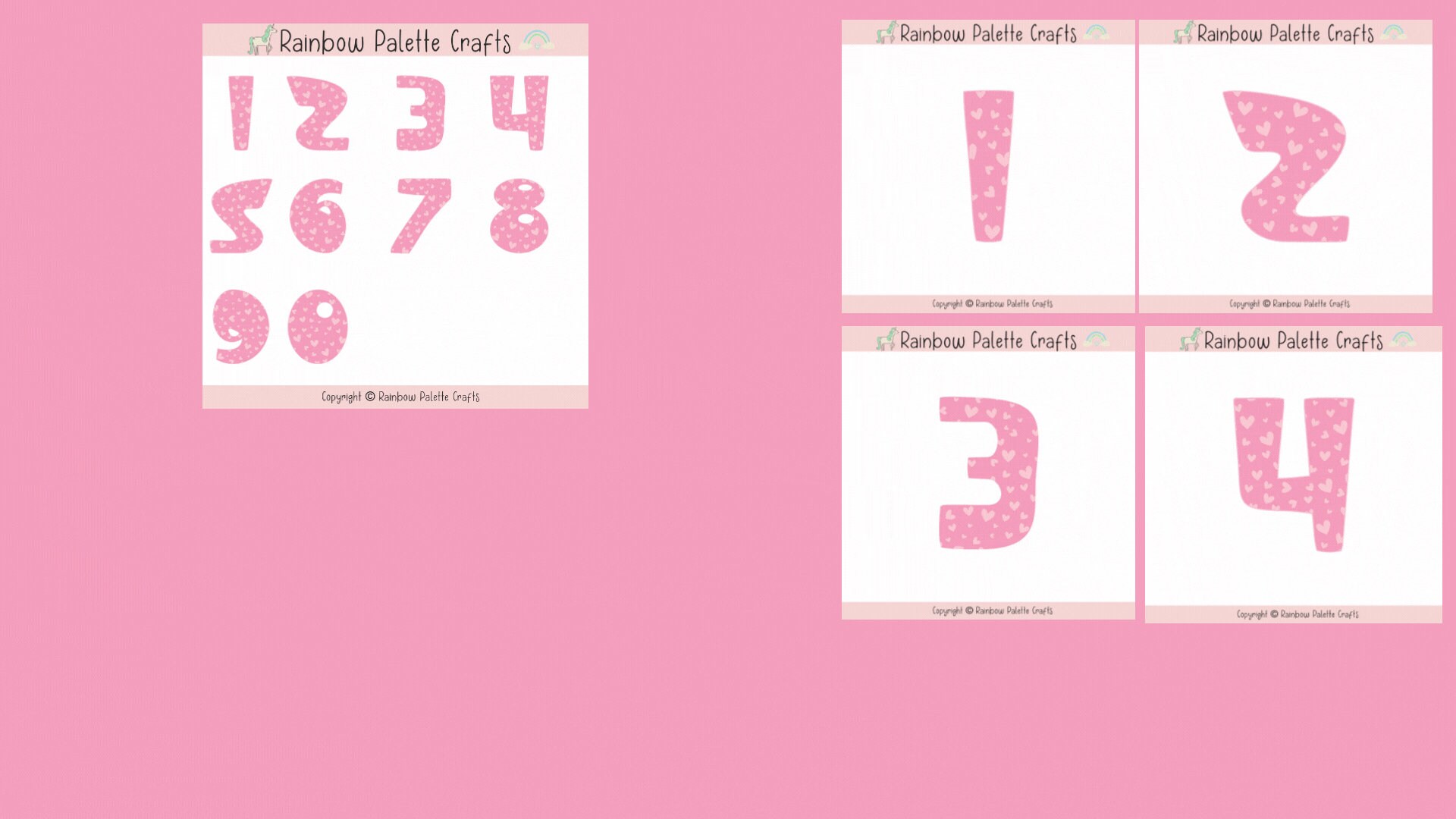 Pink Hearts Font Numbers Png, Valentine's Day Projects, Stickers, Wall ...