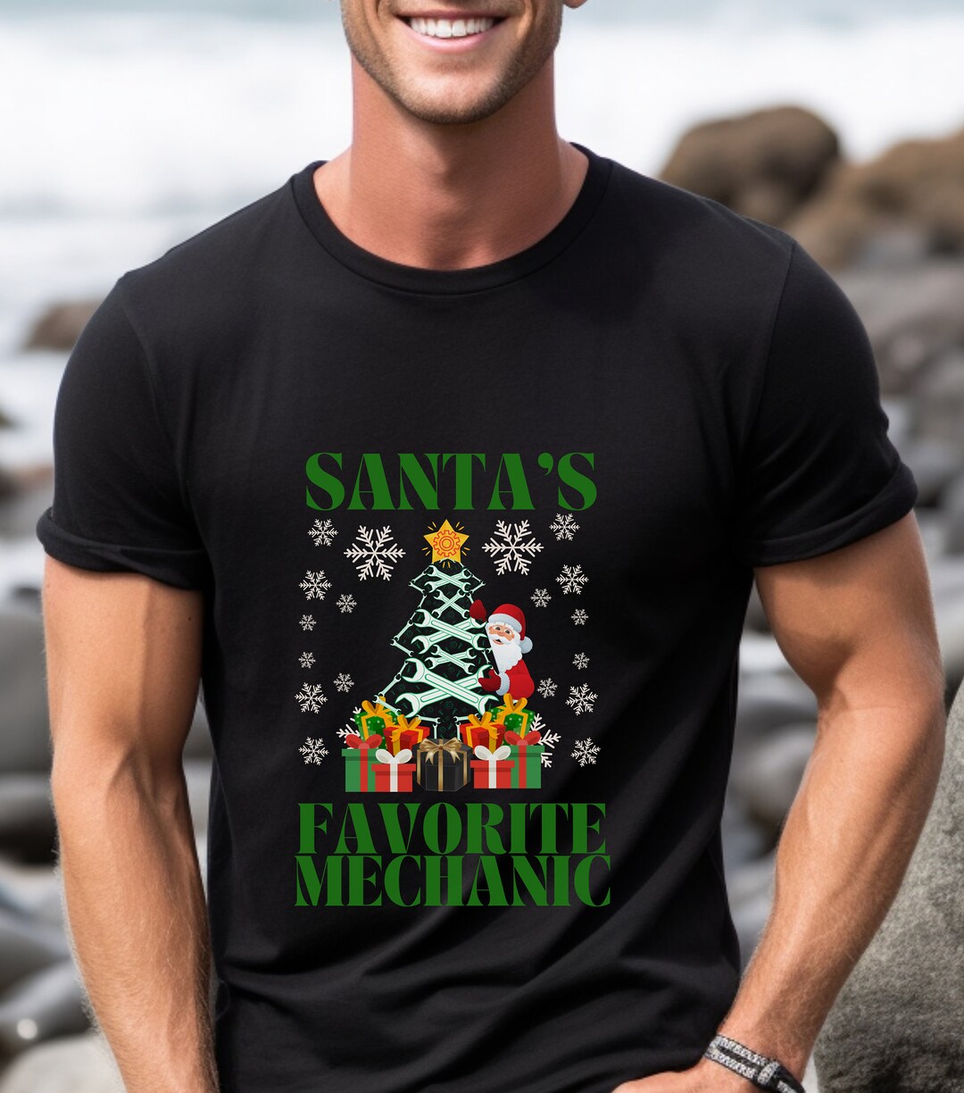 Shirt to Give to Mechanics at Christmas, With Print of Santa's Favorite ...