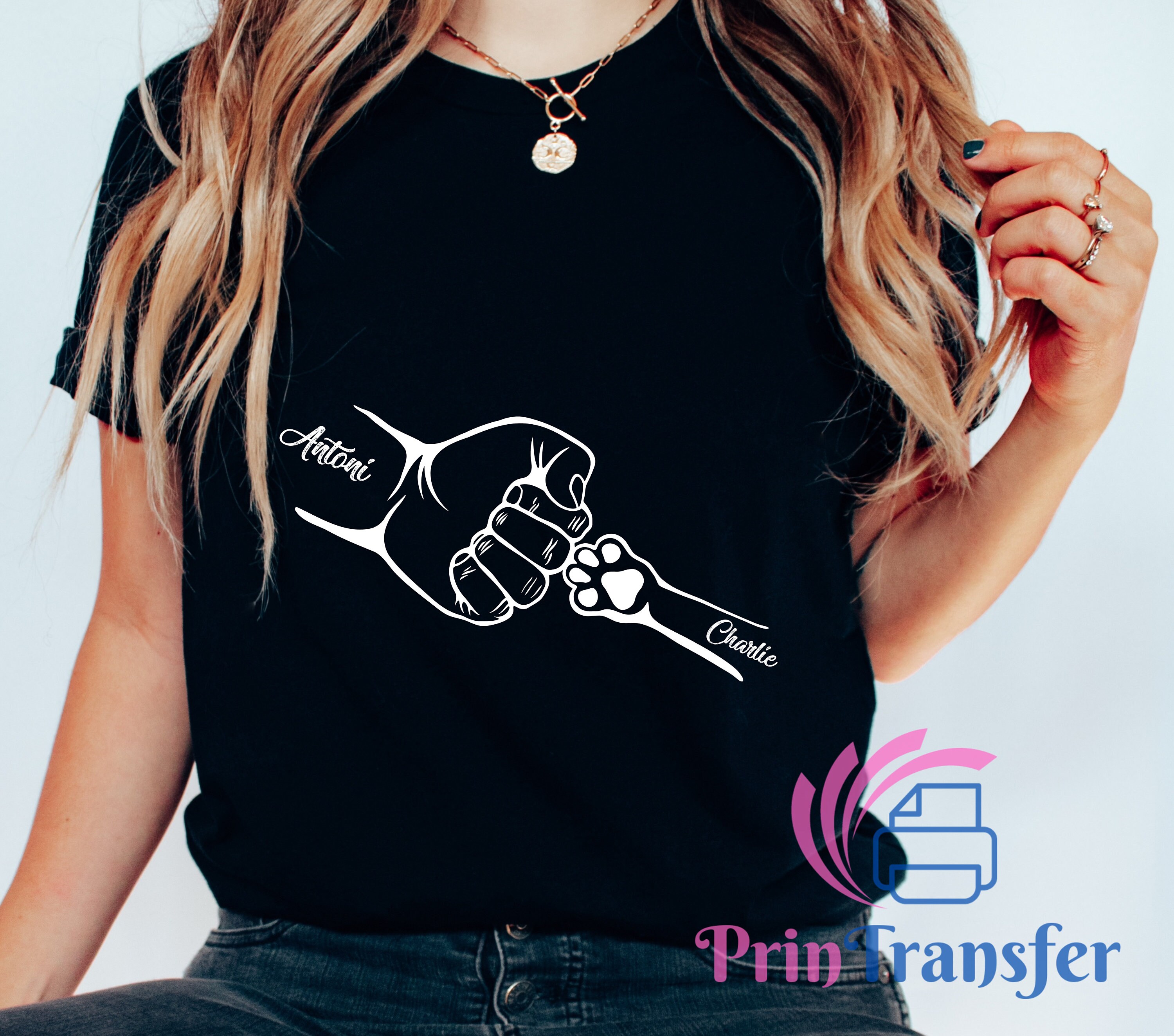Human Hand and Paw Shirt, Dog Paw Animal Lover Shirt, Gift for Dog ...