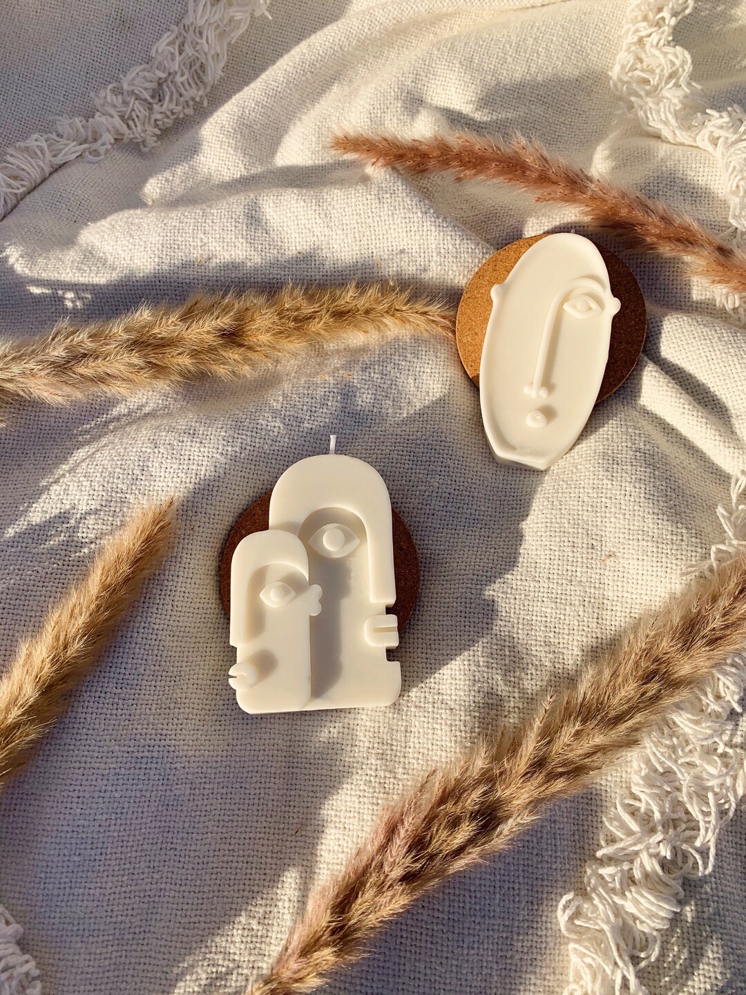 Handmade Abstract Face Candle Set (2) | Modern Art Soy Wax Candles ...