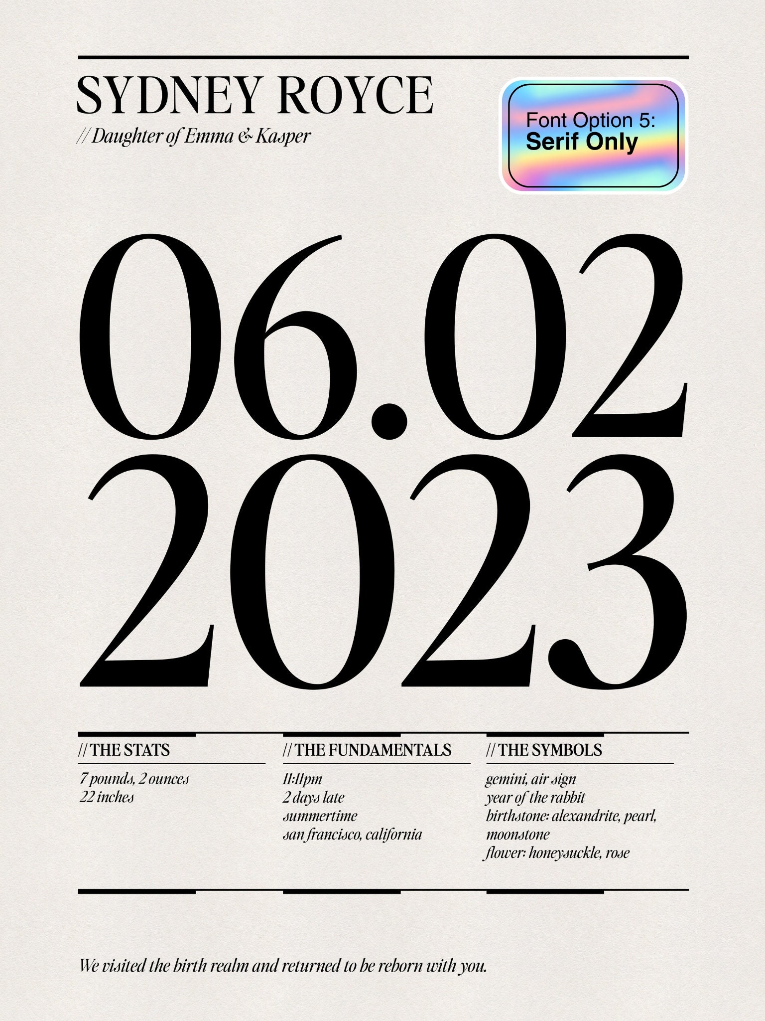 Modern Baby Birth Poster • PRINTABLE • Birth Info Poster • Birth Stat ...