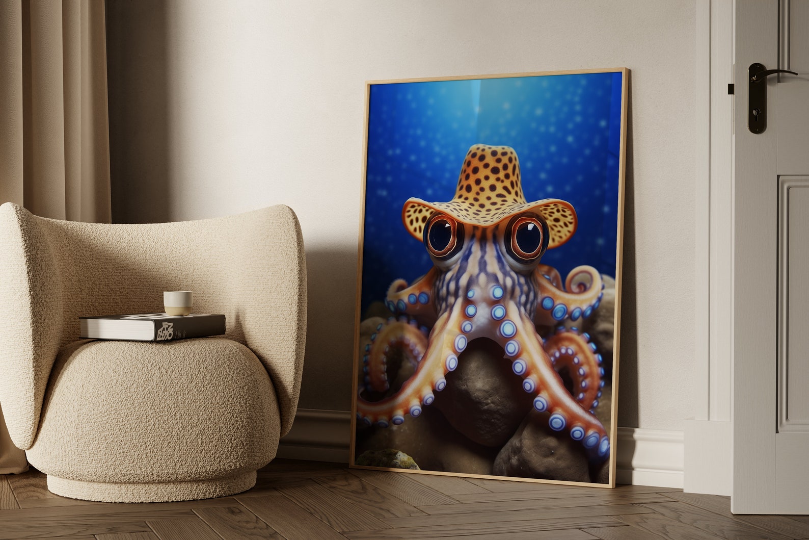 Blue-ringed Octopus With Hat Art Print (no Frame) - Etsy