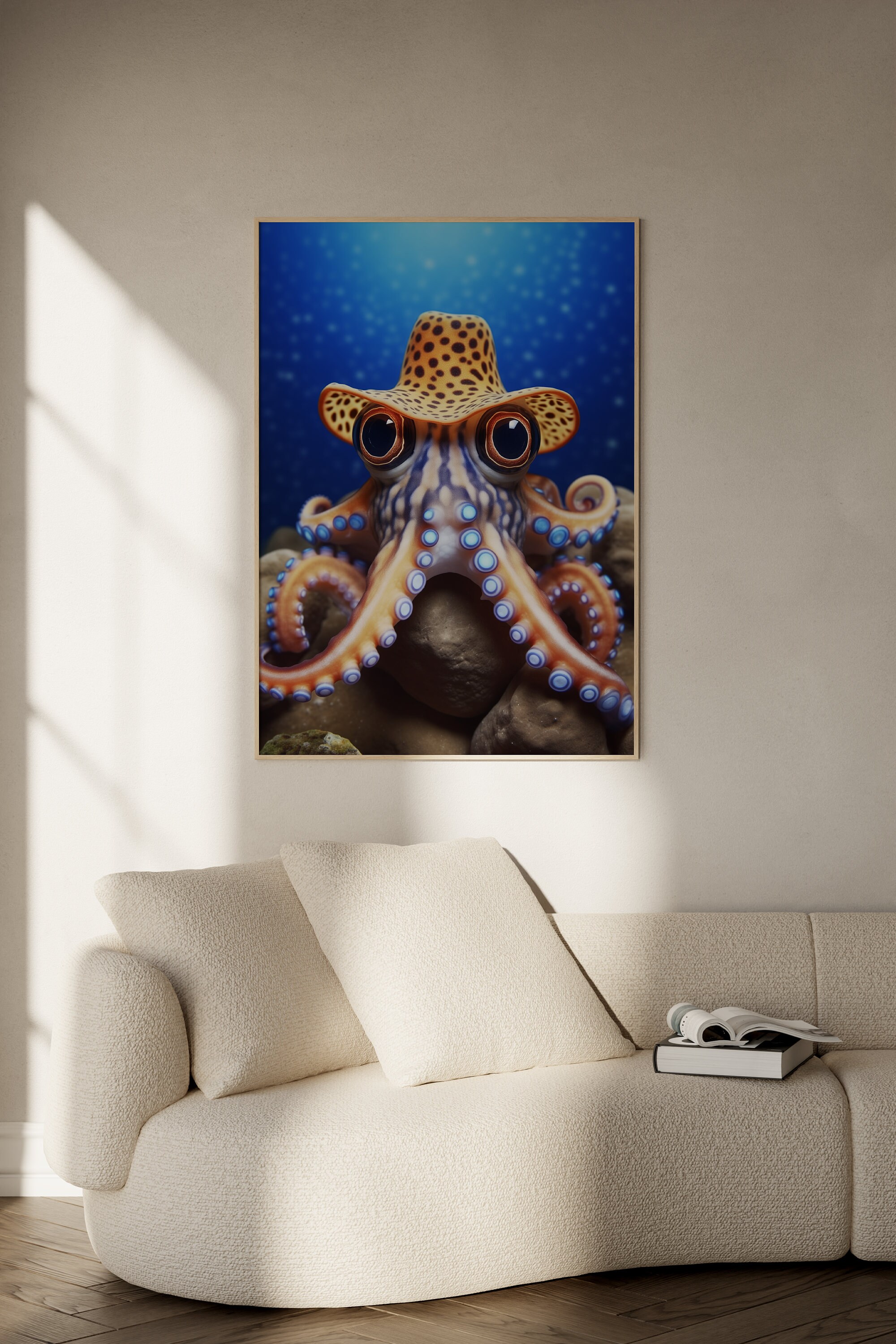 Blue-ringed Octopus With Hat Art Print (no Frame) - Etsy