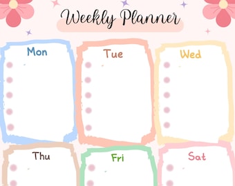 Bright Colorful Weekly Planner - Etsy