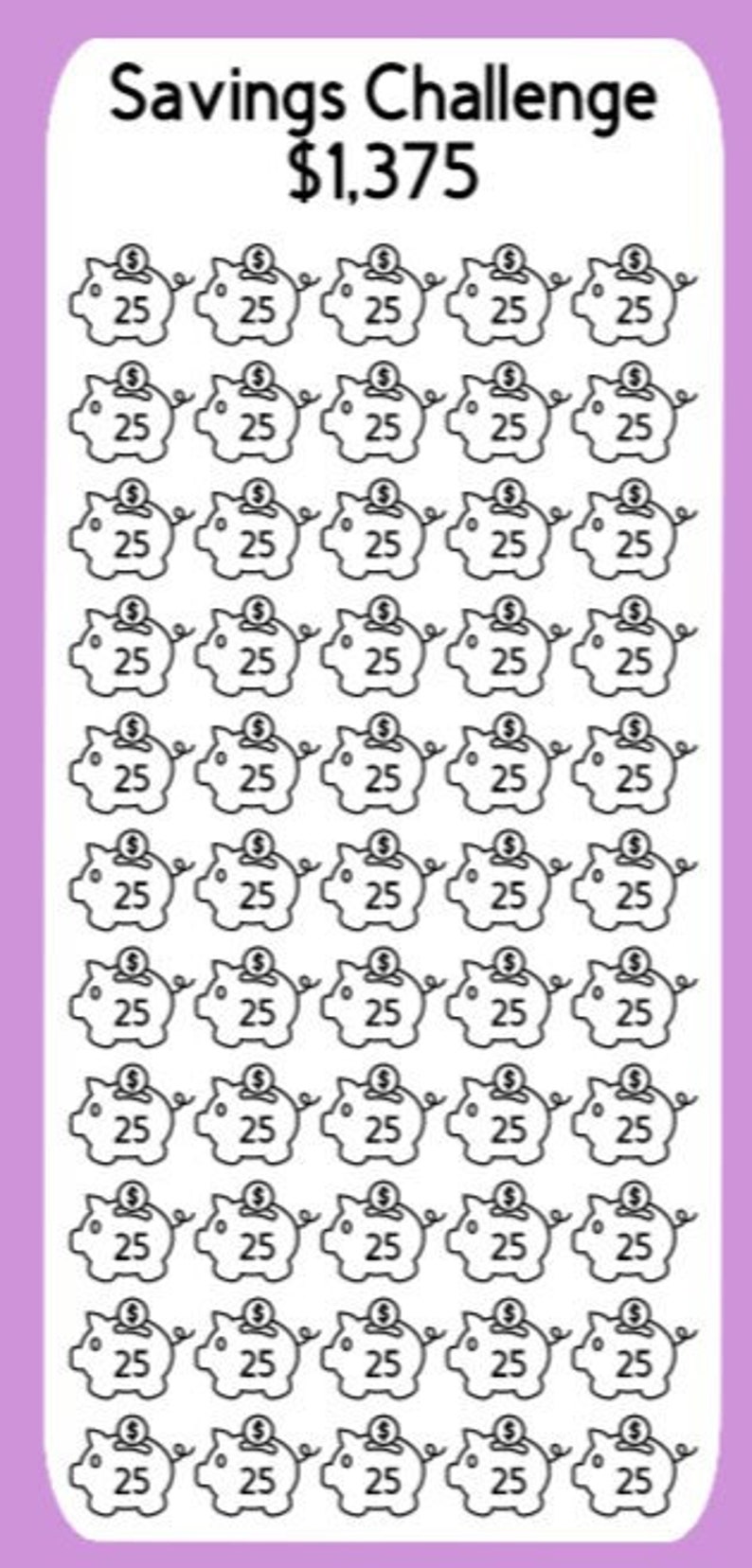 Savings Challenge Card laminated 1,375 Pigs Piggy Bank Card & Binder ...