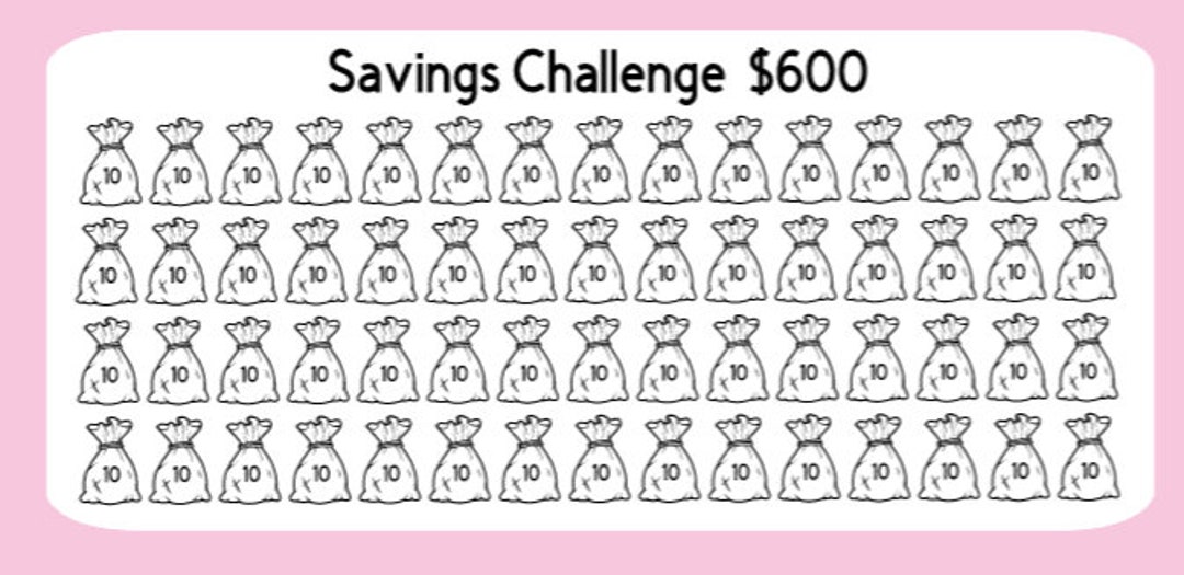 Savings Challenge Card (laminated)- 600 Challenge - Rainy Day Challenge ...