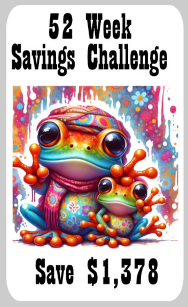 52 Envelope Savings Challenge Binder 5 Designs 1,378 Dollars Frogs Frog ...