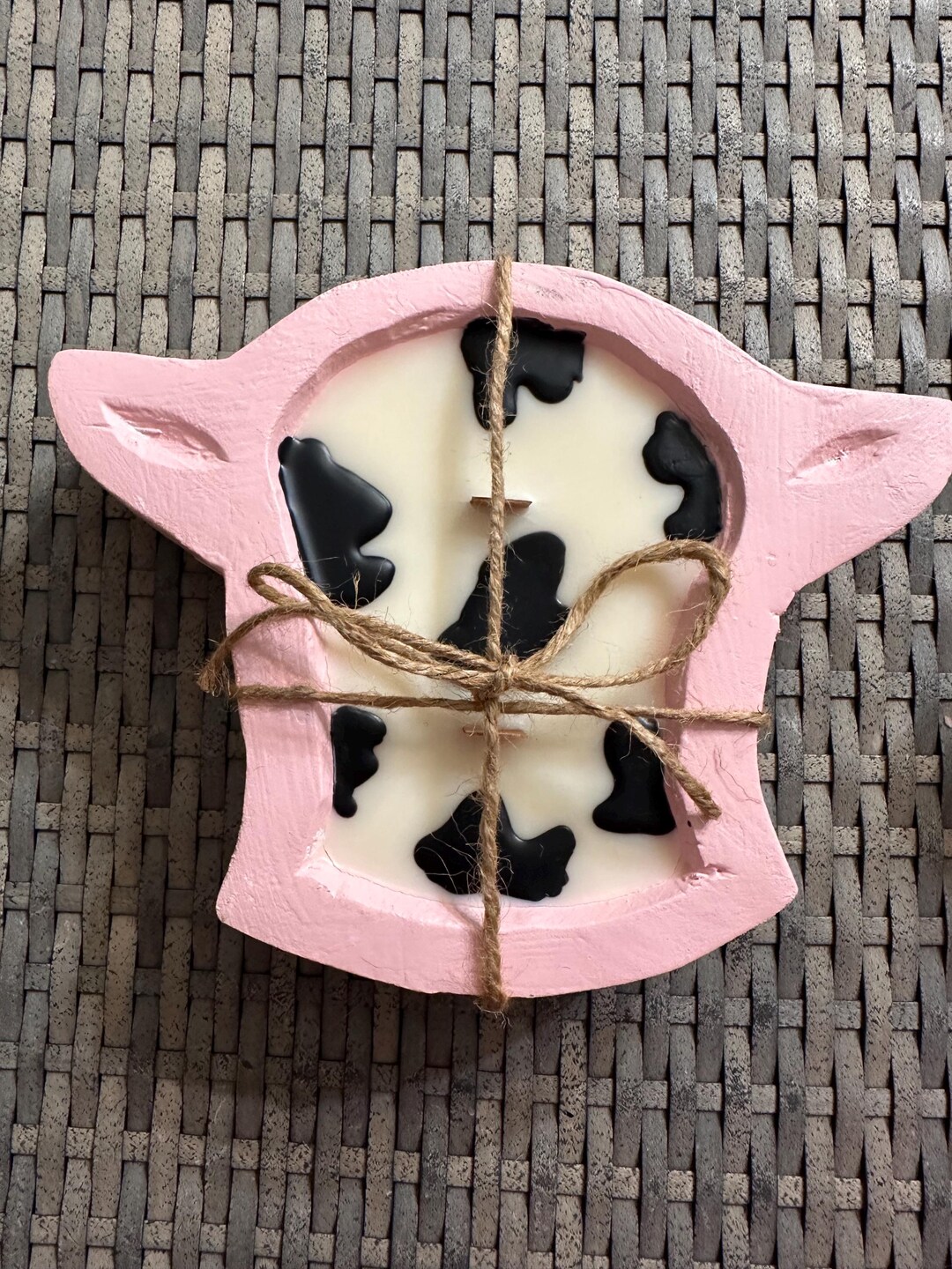 Mini Cow Head Pink Dough Bowl in Candle in Velvety Vanilla Soy Wax - Etsy