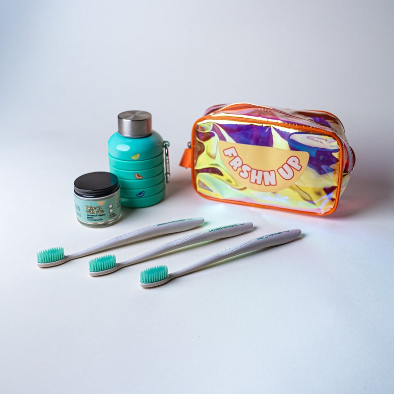 Travel Oral Care Kit: Toothpaste Tablets, Plant-based Toothbrush ...