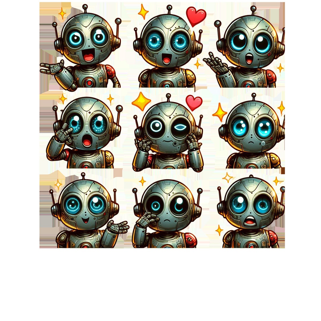 Cute Robotic Stickers in 4K High Quality - Adorable Tech-themed Decals ...