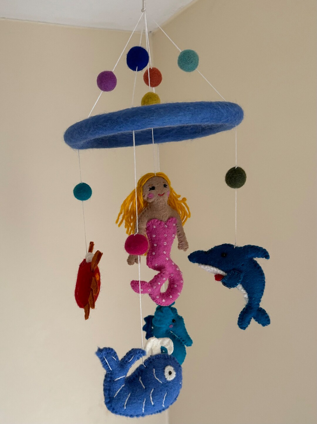 Mermaid Nursery Mobile | Mermaid Cat Mobile | Mermaid & Sea Animal Baby ...