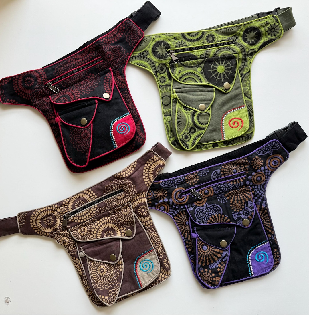 Embroidered Cotton Fanny Pack: Boho Hippie Waist Bag - Etsy