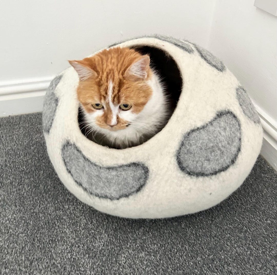 Felted Cat House 40 Cm Cat Home Funny Cat House Felt Wool Kitten Cave ...