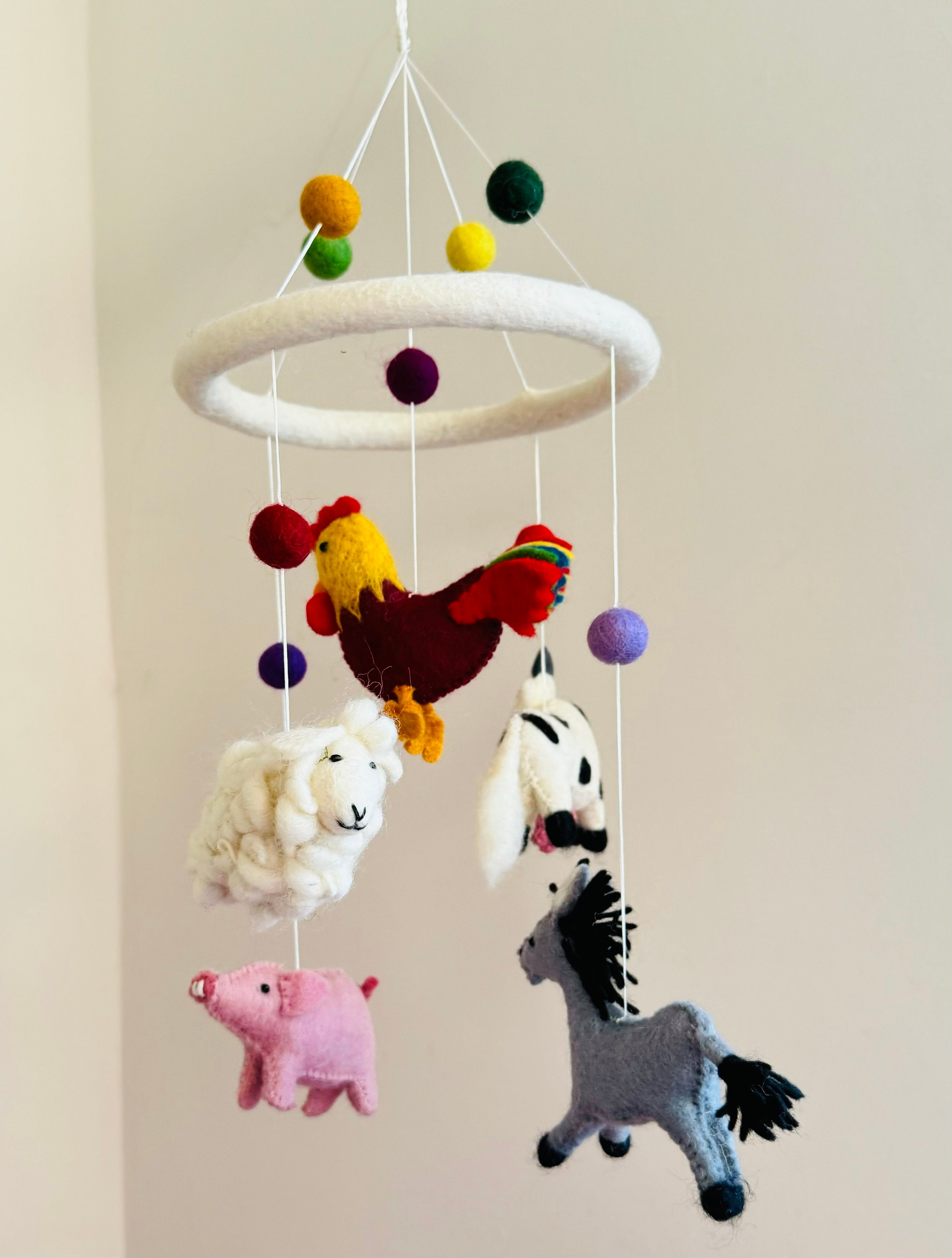 Felt Farming Animal Mobile Felt Farm Mobile Needle Felt Baby Mobile ...
