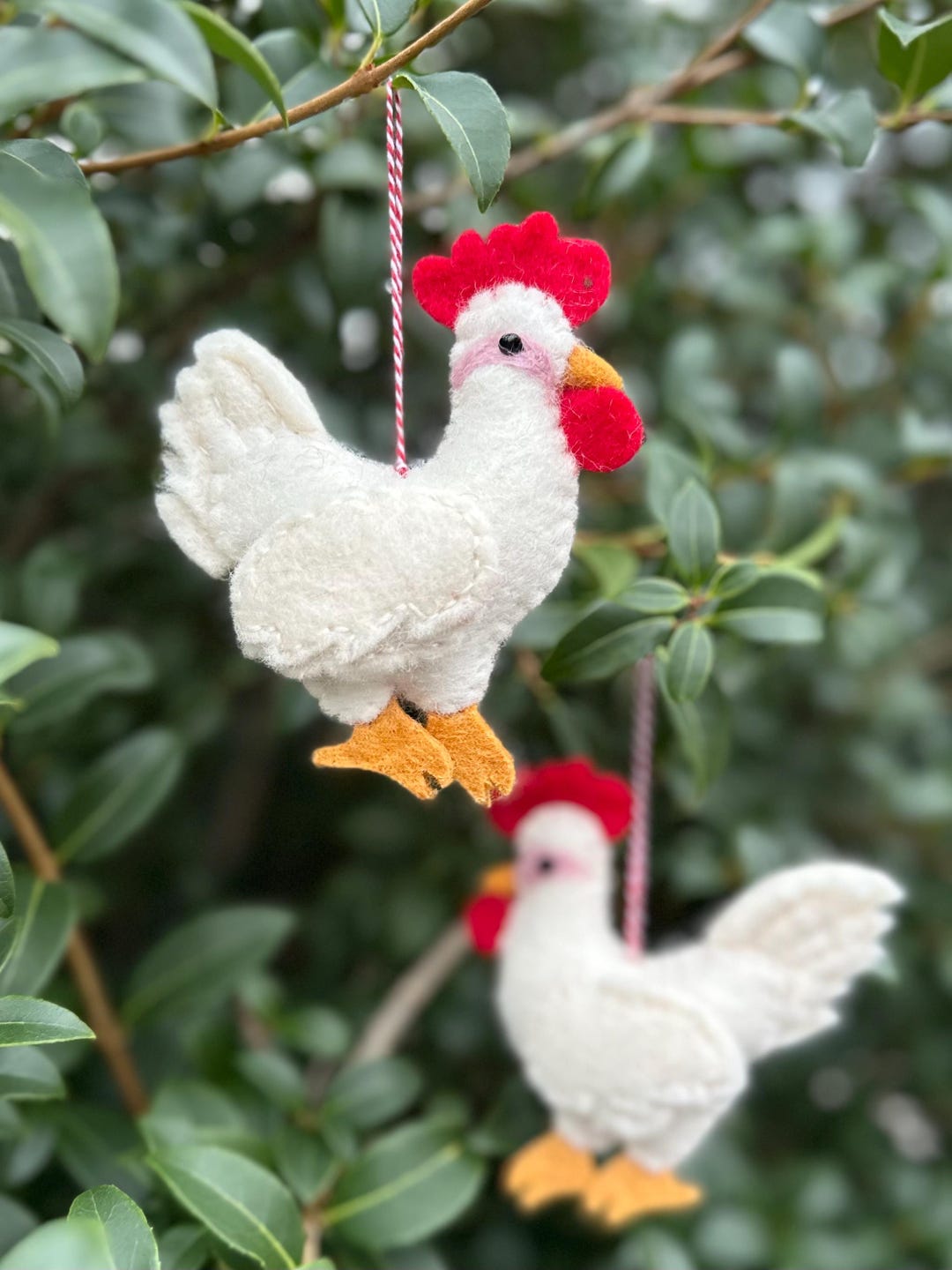 Needle Felted White Hen Ornament: Handmade Wool Farm Animal - Etsy