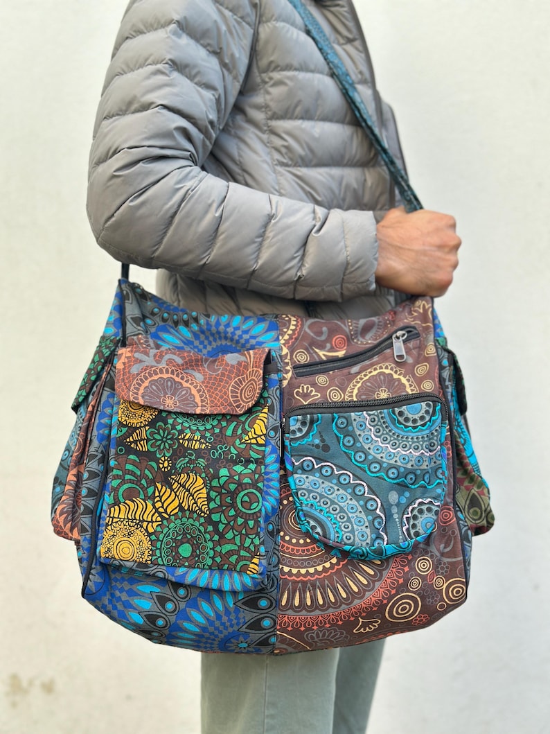 Boho Embroidered Cotton Crossbody Bag: Handmade Himalayan Messenger - Etsy