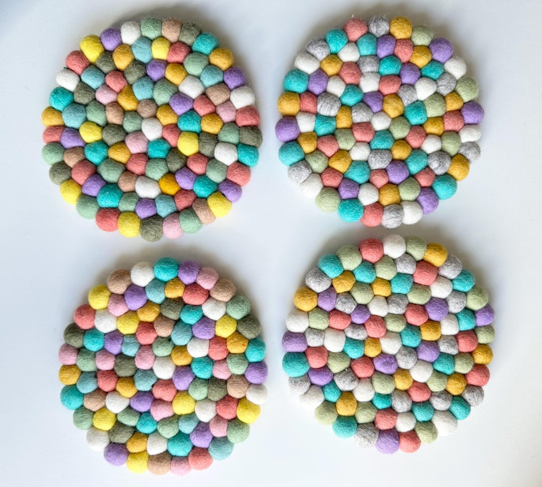 Handmade Felt Ball Trivet: New Zealand Wool Hot Pot Mat - Etsy