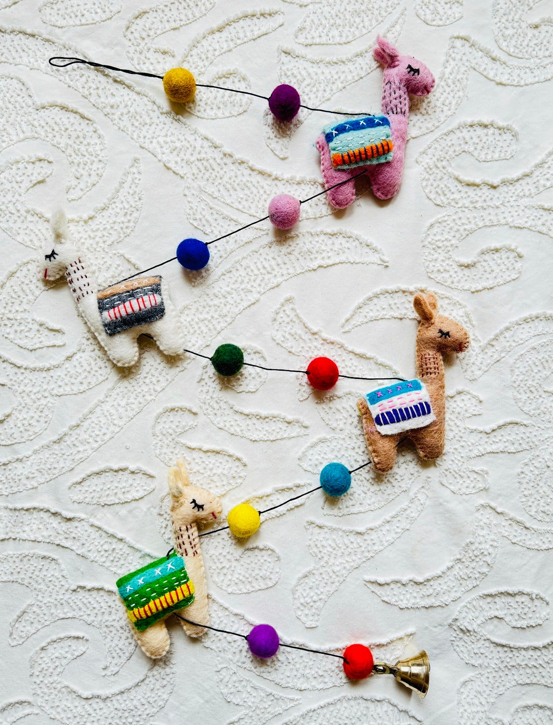 Needle Felted Llama Garland: Handmade Wool Wall Hanging - Etsy