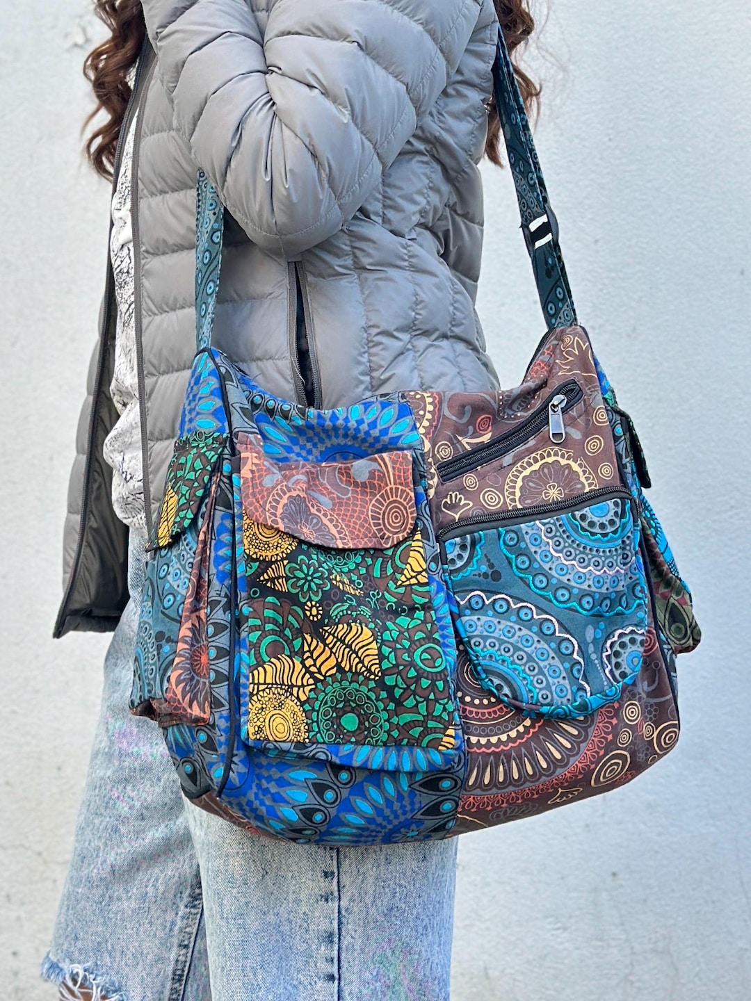 Boho Embroidered Cotton Crossbody Bag: Handmade Himalayan Messenger - Etsy