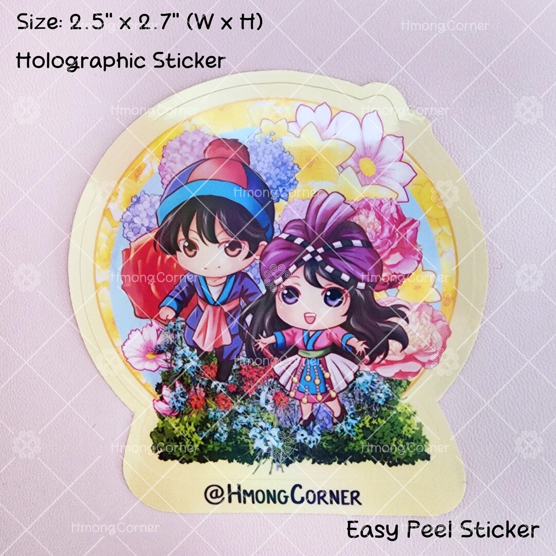 Hmong Couple Sticker | Chibi Style, Holographic Finish - Etsy