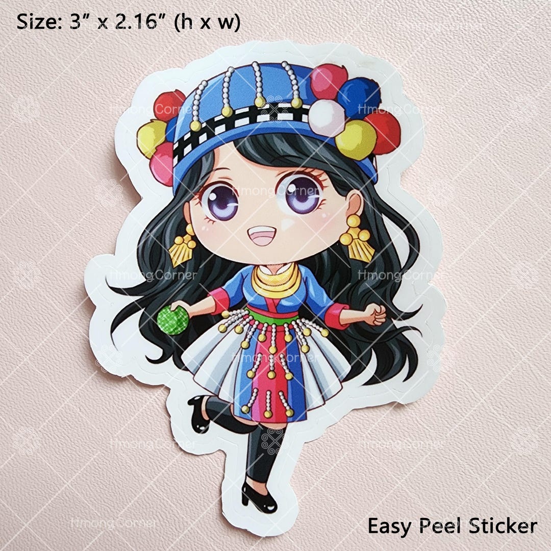 Girl Sticker Hmong Sticker Chibi Sticker Hmong New Year Hmong Dance ...
