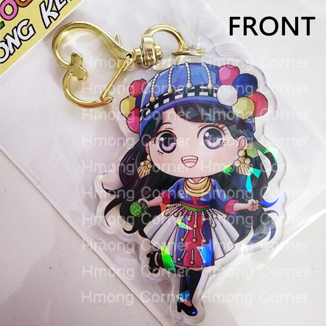 Girl Keychain Hmong Keychain Chibi Keychain Hmoob Charm Heart Keychain ...