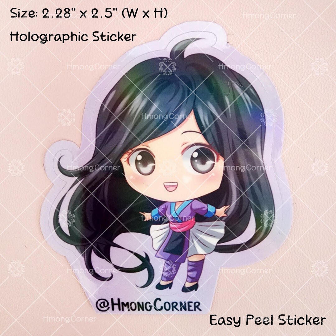 Hmong Girl Chibi Sticker, Holographic Glossy Finish - Etsy