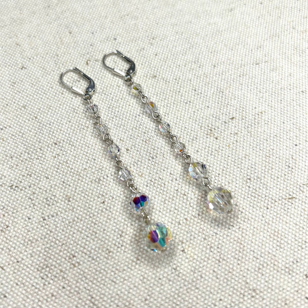 Swarovski Clear Crystal Dangle Drop Earrings - Etsy