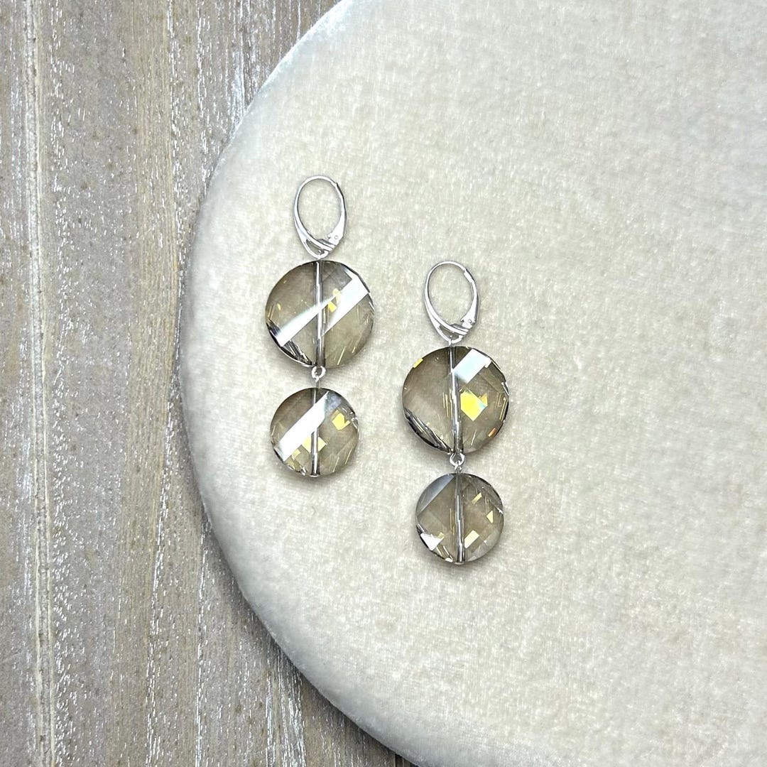 Silver Swarovski Crystal Chunky Drop Earrings Sparkling Glam Jewelry ...