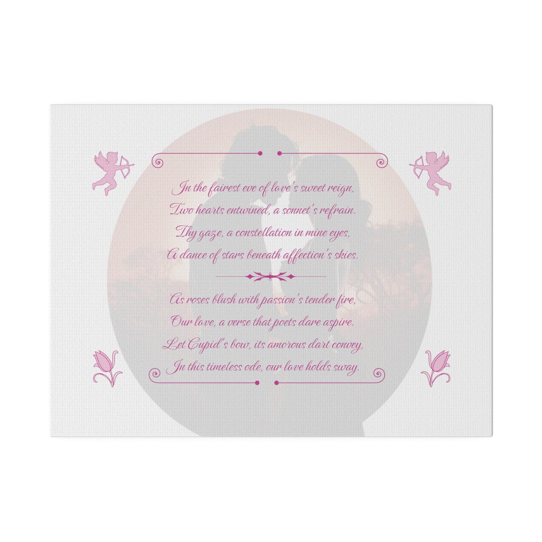 Eternal Love Sonnet Romantic Valentine's Day Matte Canvas Print ...