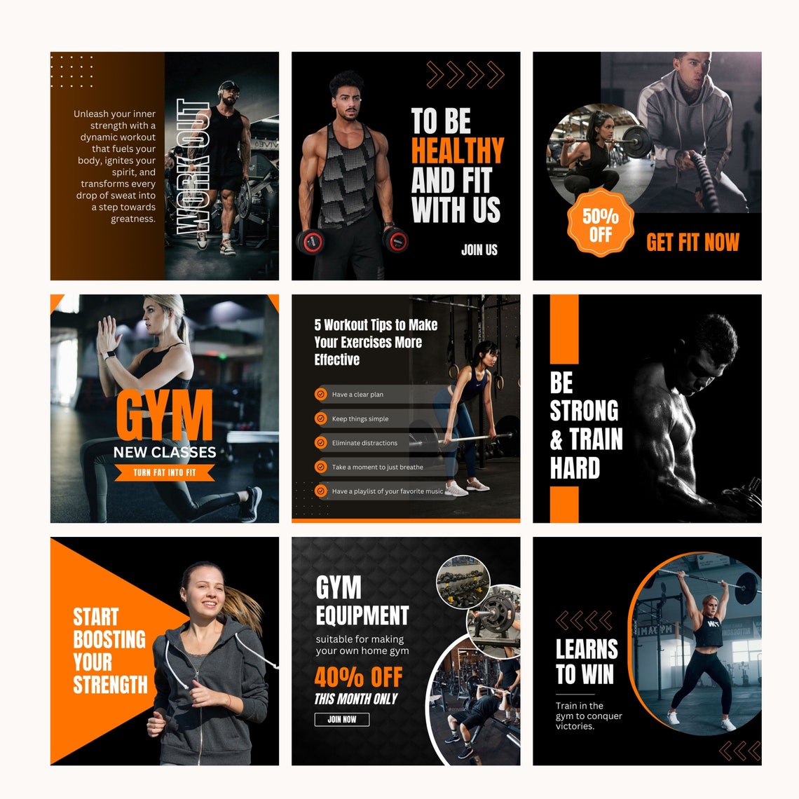 38 Fitness Templates Pack | Exercise Instagram Posts | Canva Instagram ...