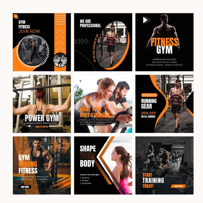 38 Fitness Templates Pack | Exercise Instagram Posts | Canva Instagram ...