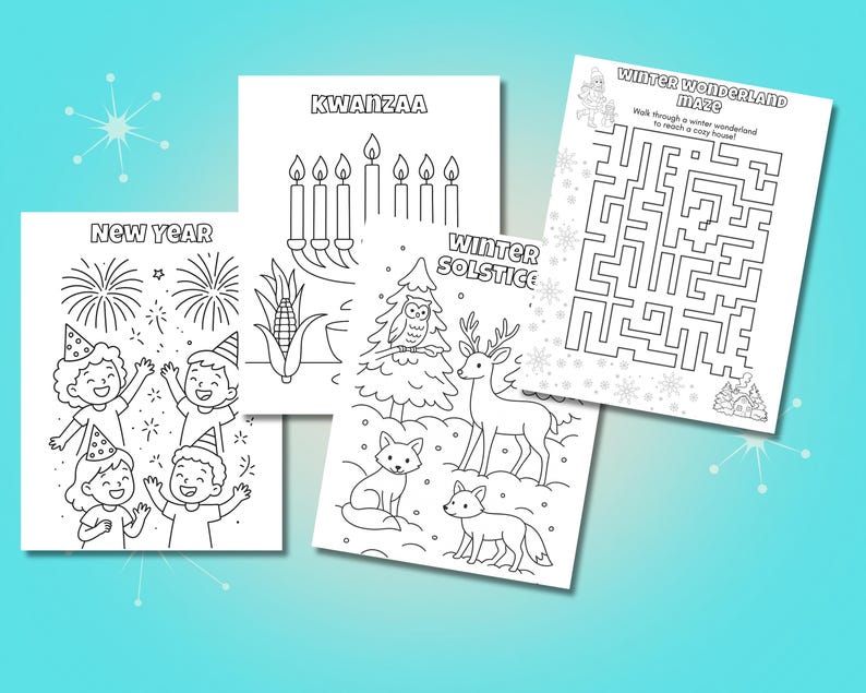 Inclusive Winter Holidays Coloring Pages | Christmas Hanukkah Kwanzaa ...