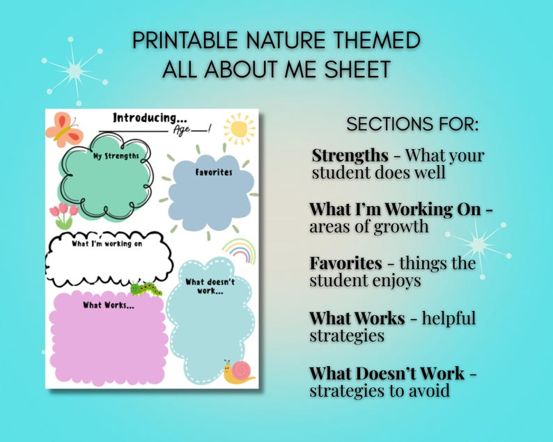 Nature Theme All About Me Sheet: Strengths-based Student Info (PDF ...
