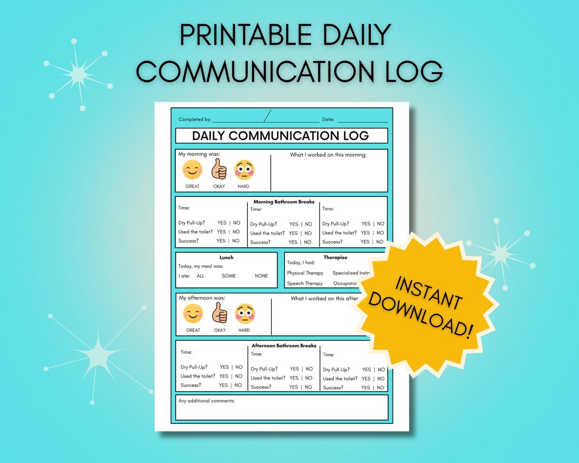 Daily Communication Log: Printable Daily Sheet for Preschool, Daycare ...
