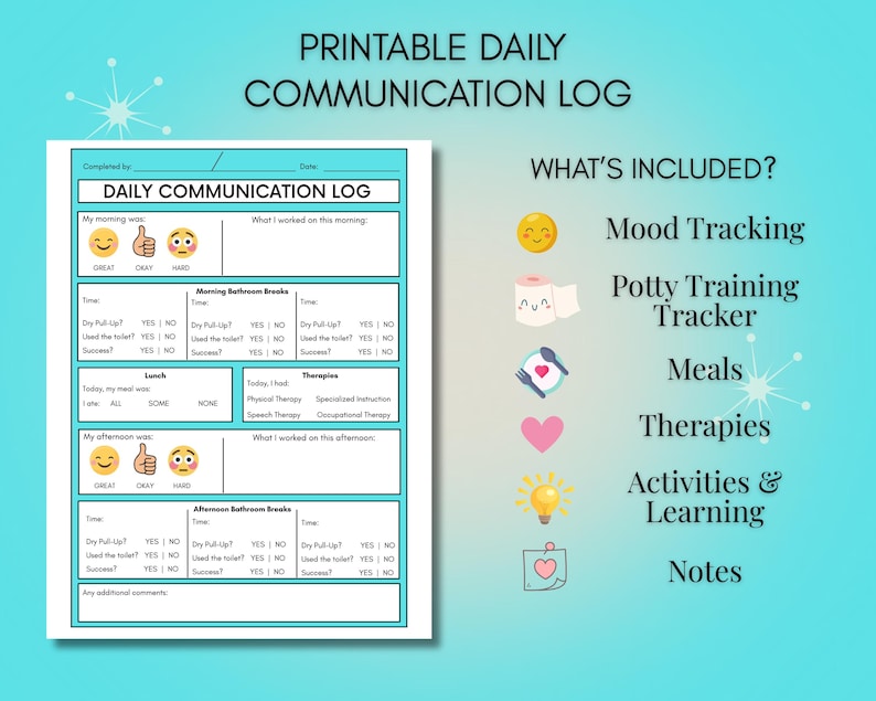 Daily Communication Log: Printable Daily Sheet for Preschool, Daycare ...