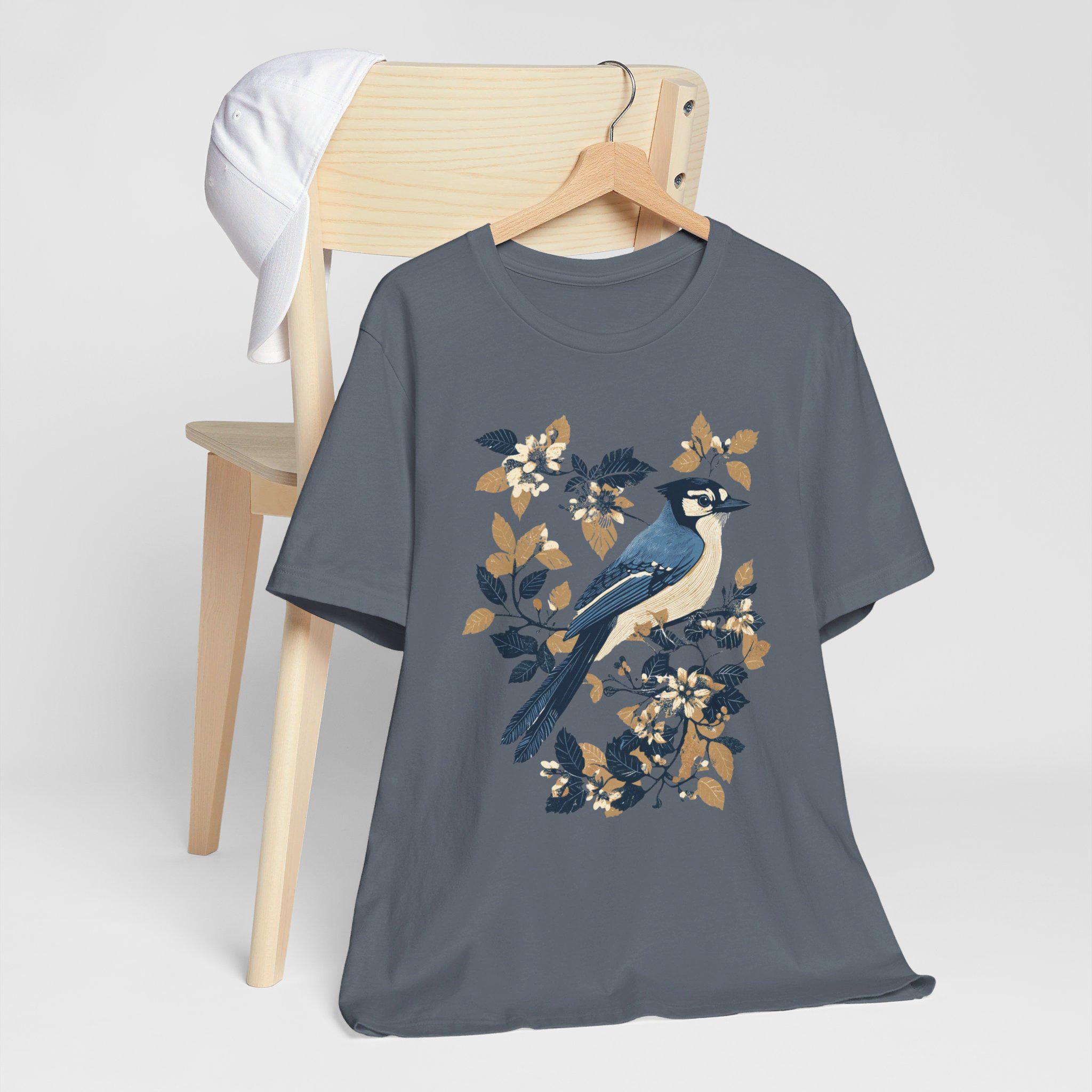 Blue Jay Block Print Unisex Bella & Canvas T Shirt | Bird Watcher Gift ...