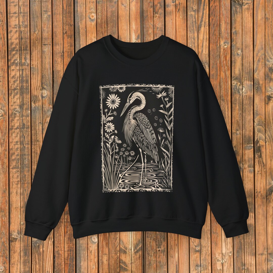 Heron Sweatshirt Screenprint | Great Blue Heron Sweatshirt | Nature ...