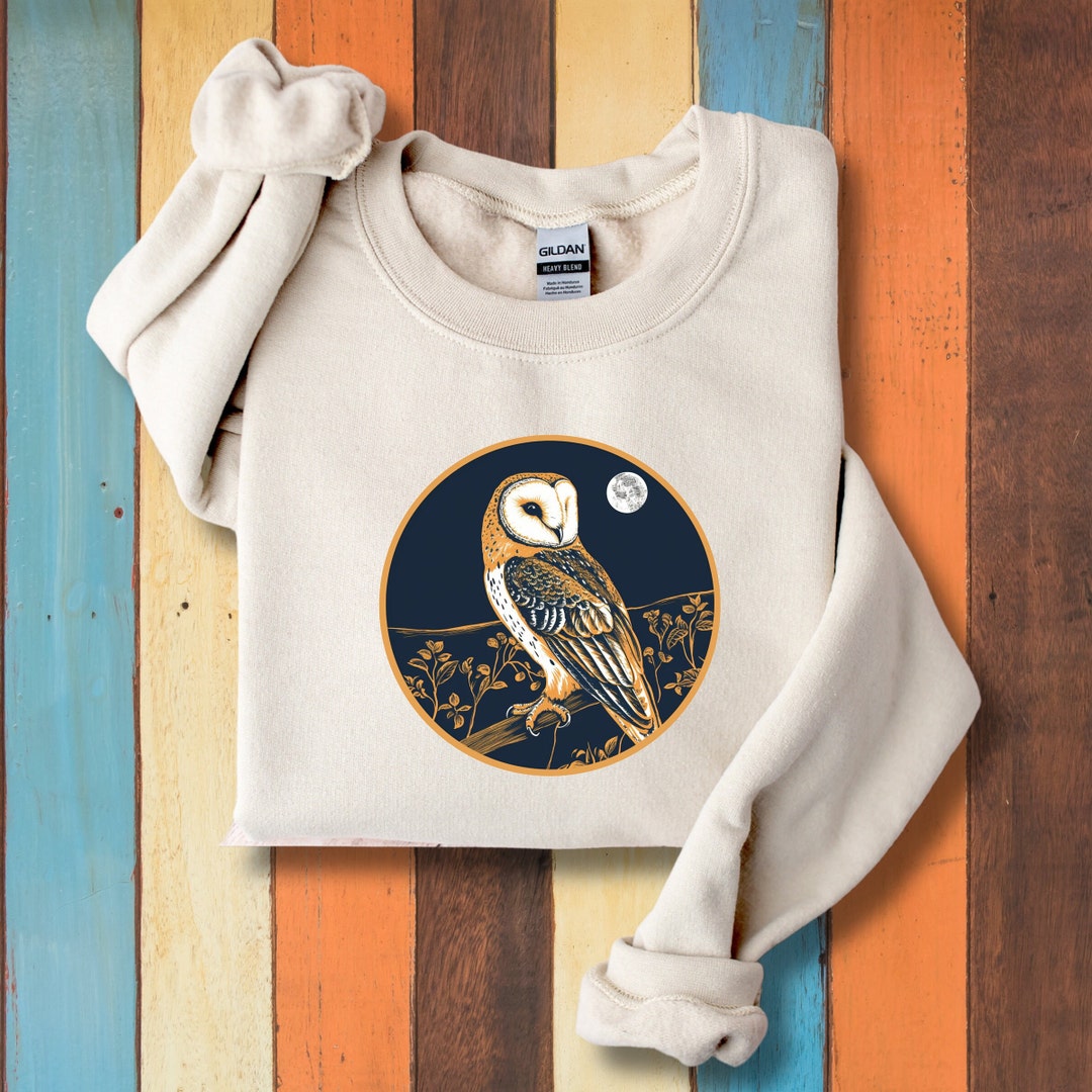 Barn Owl Warm Crewneck Sweatshirt | Unisex Retro Barn Owl Sweatshirt ...