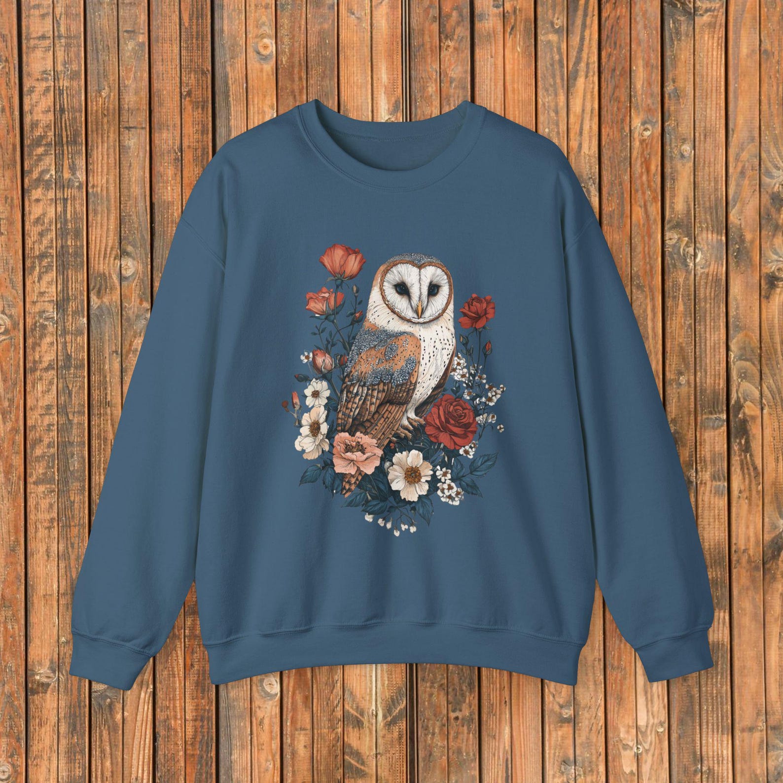 Barn Owl & Roses Sweatshirt | Barn Owl Crewneck | Nature Crewneck ...
