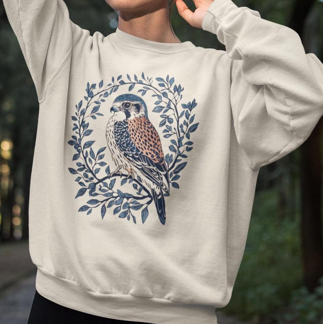 Kestrel Print Crewneck Sweatshirt | Bird Watcher Unisex Crewneck | Bird ...