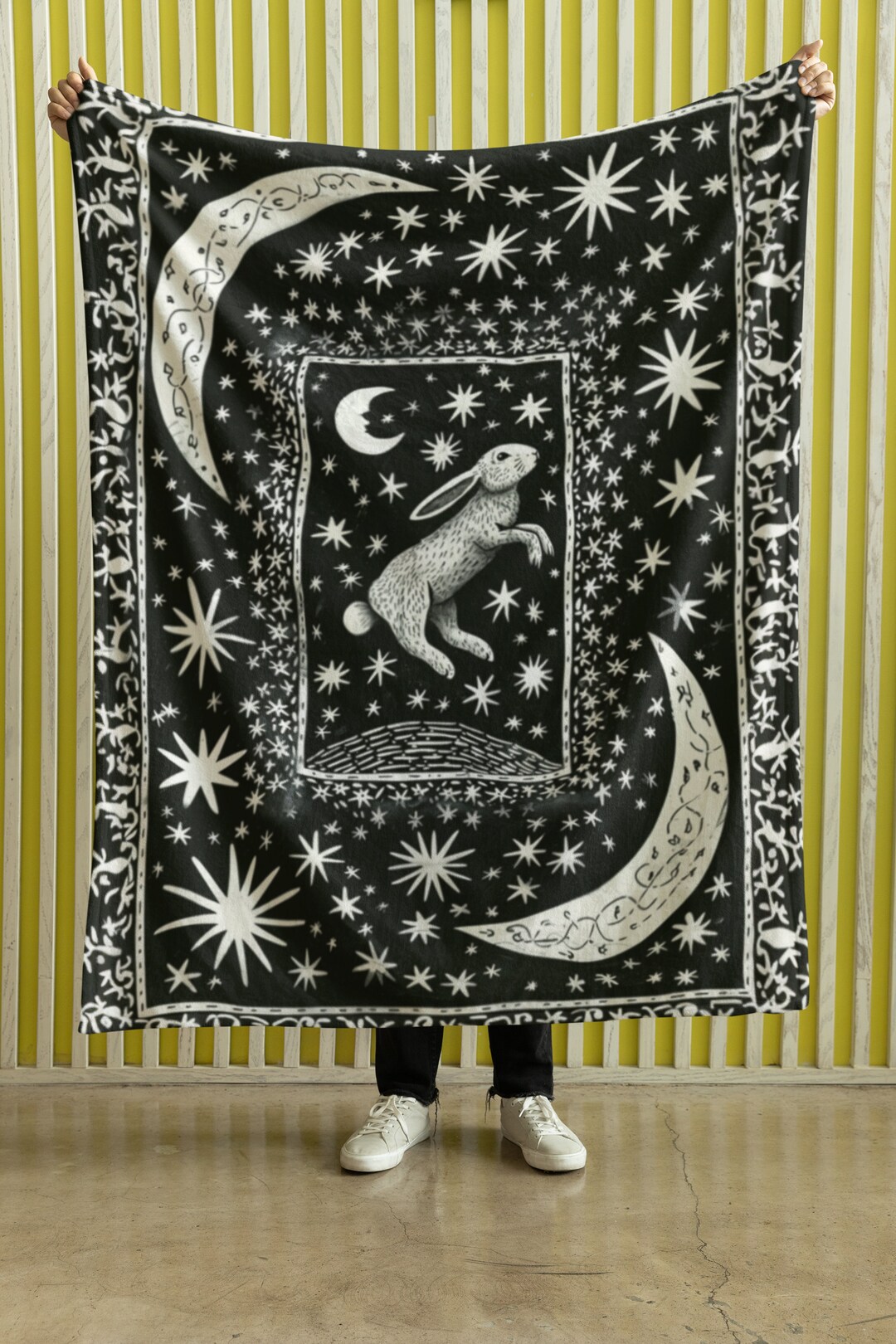 Celestial Rabbit Lightweight Plush Blanket | Celestial Throw Blanket - Etsy