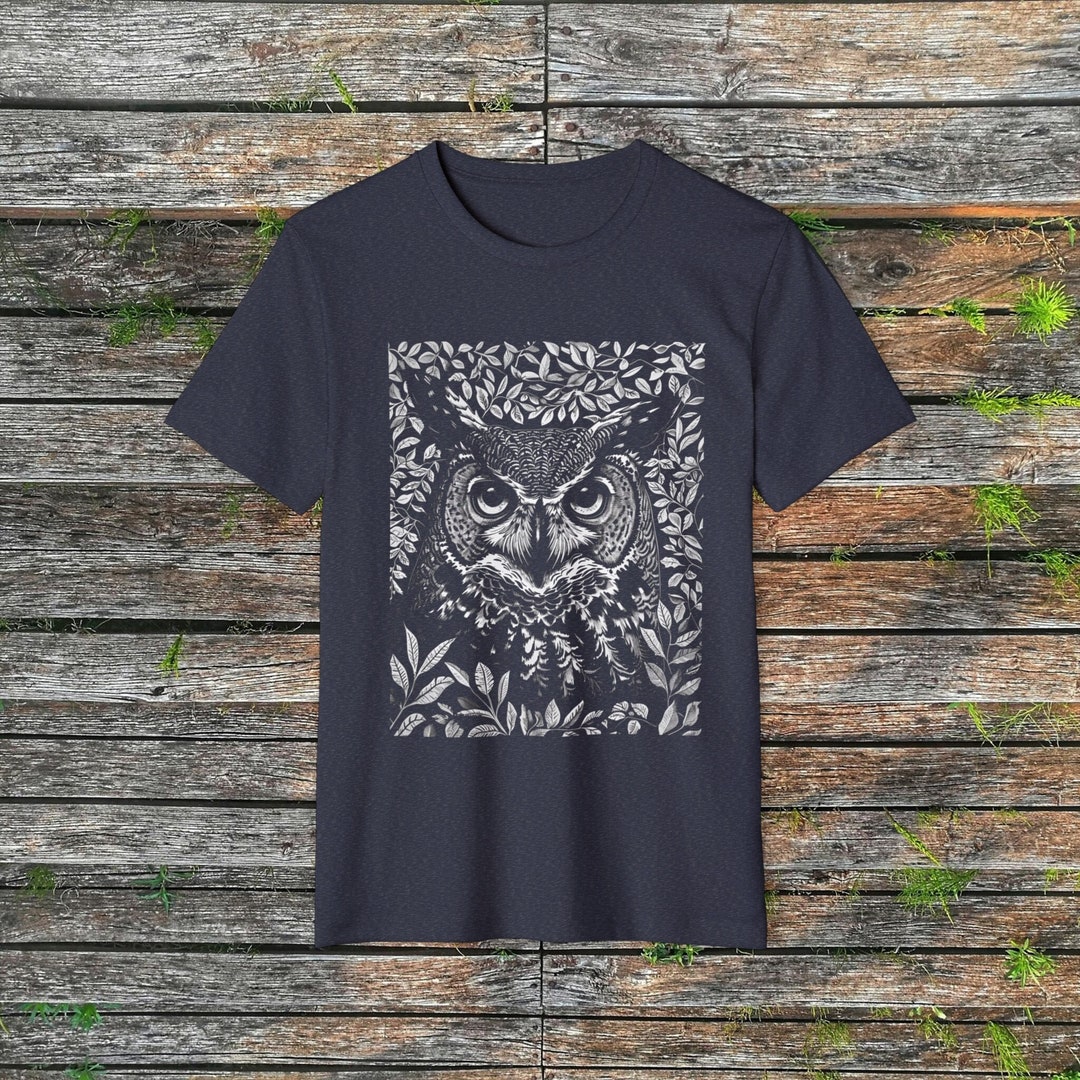 Great Horned Owl Unisex Recycled Organic T-shirt Owl Print Tee Great ...