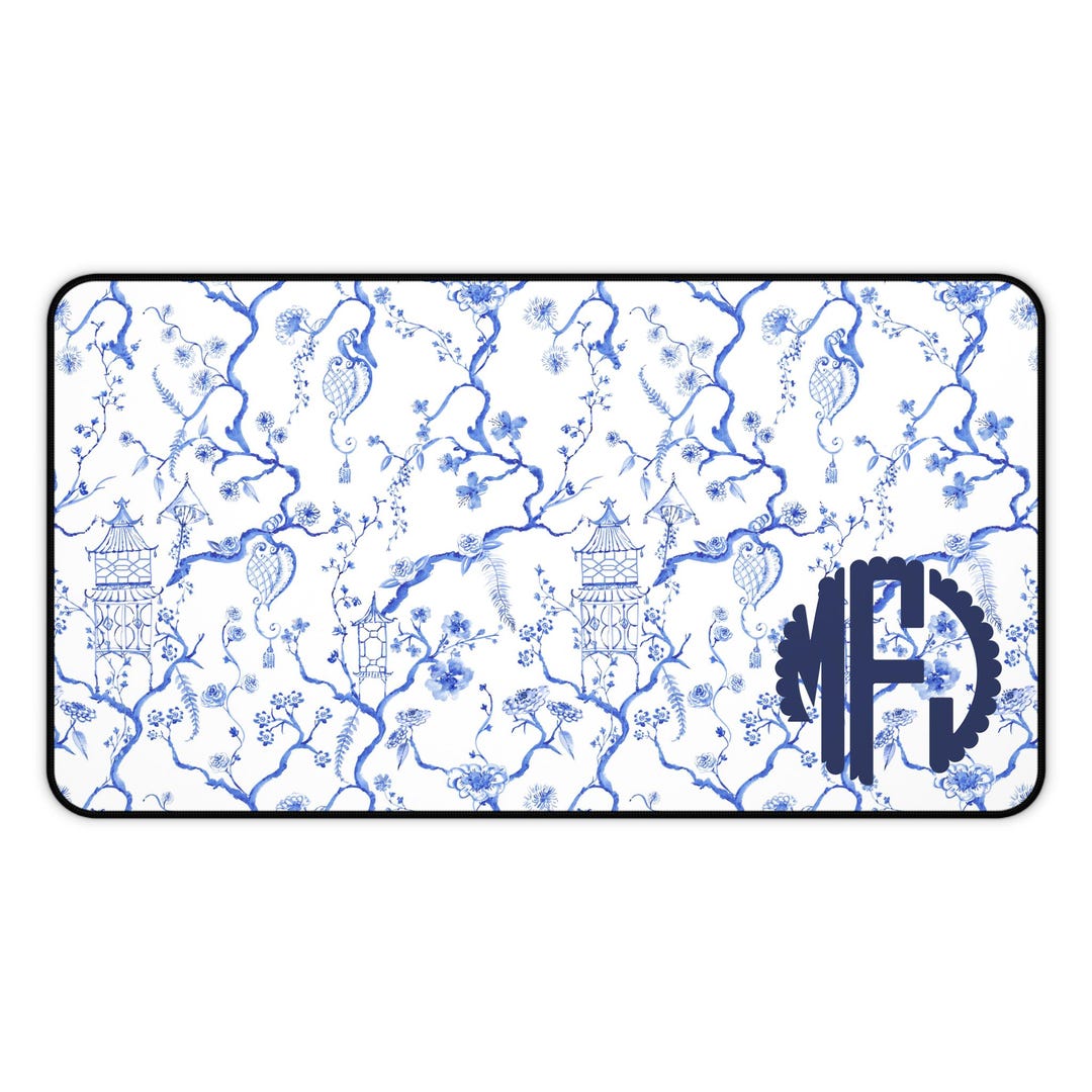 Monogram Floral Desk Pad, Personalized Desk Cushion Pad, Monogram ...