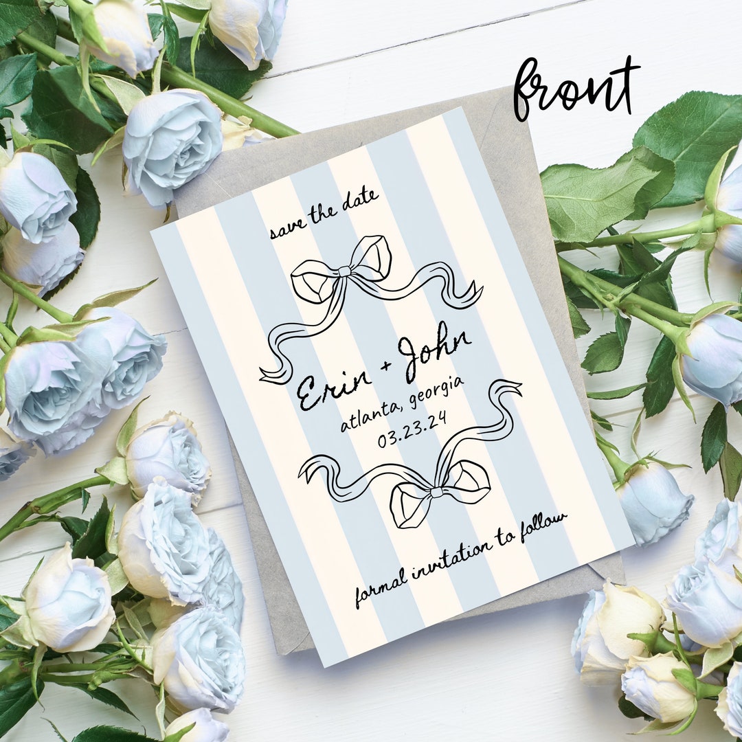 Vintage Bow Save the Dates, Minimalist Photo Save the Date Cards, Grand ...