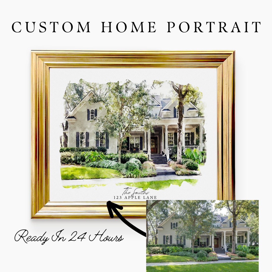 Custom House Portrait, Portrait From Photo, Housewarming Gift, First ...