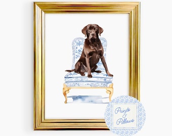 Yellow Lab Art Print, Chinoiserie Dog, Preppy Dog Prints, Dog Mom Gift ...