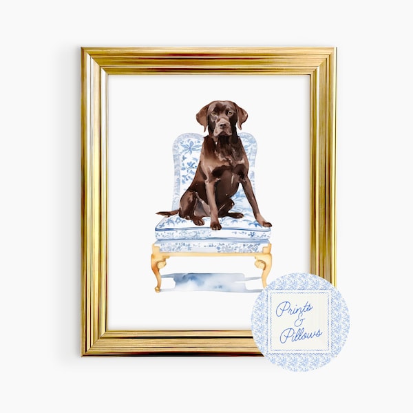 Vintage Chocolate Lab Portrait - Etsy